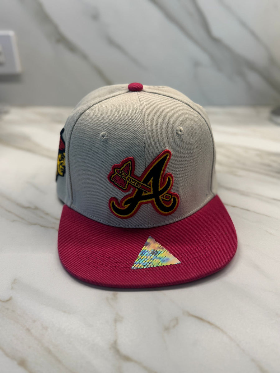 Atlanta Baseball Cap - Beige with Red Flatbill | Premium Embroidery ...