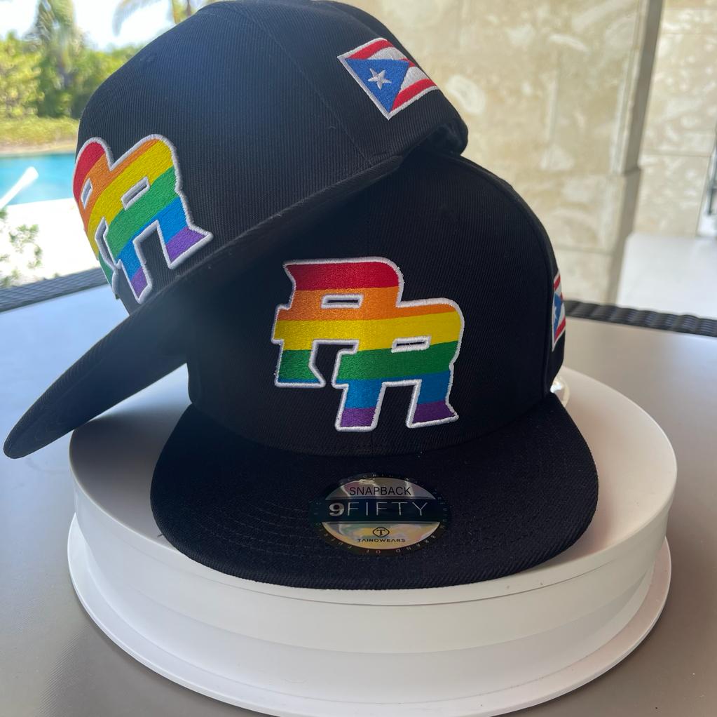 LGTBQ PR Rainbow Cap Embroidery Flatbill Snapback Cap with Puerto Rico ...